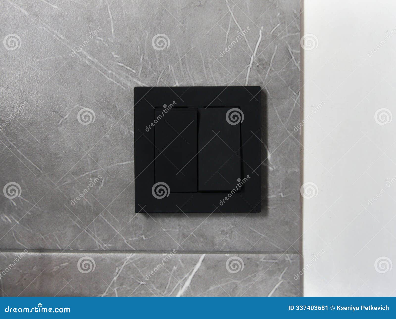 A Modern Black Switch on a White Wall Background Stock Image - Image of ...