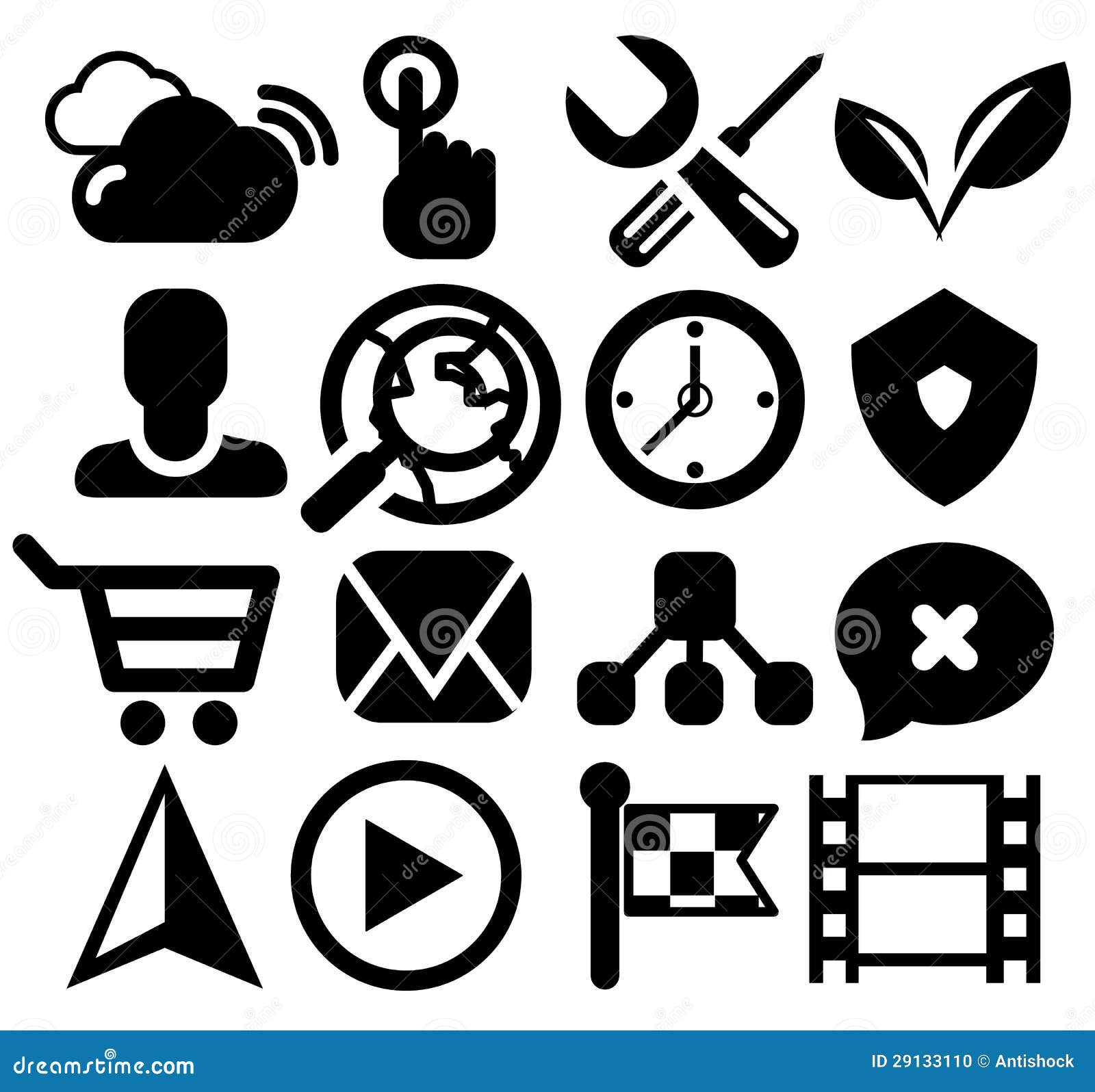 Modern black web icon set stock vector. Illustration of network - 29133110