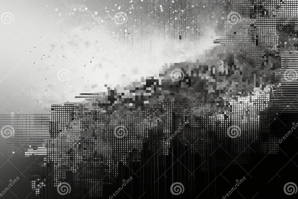 A Modern Black and White Background with Digital Pixelation Stock ...