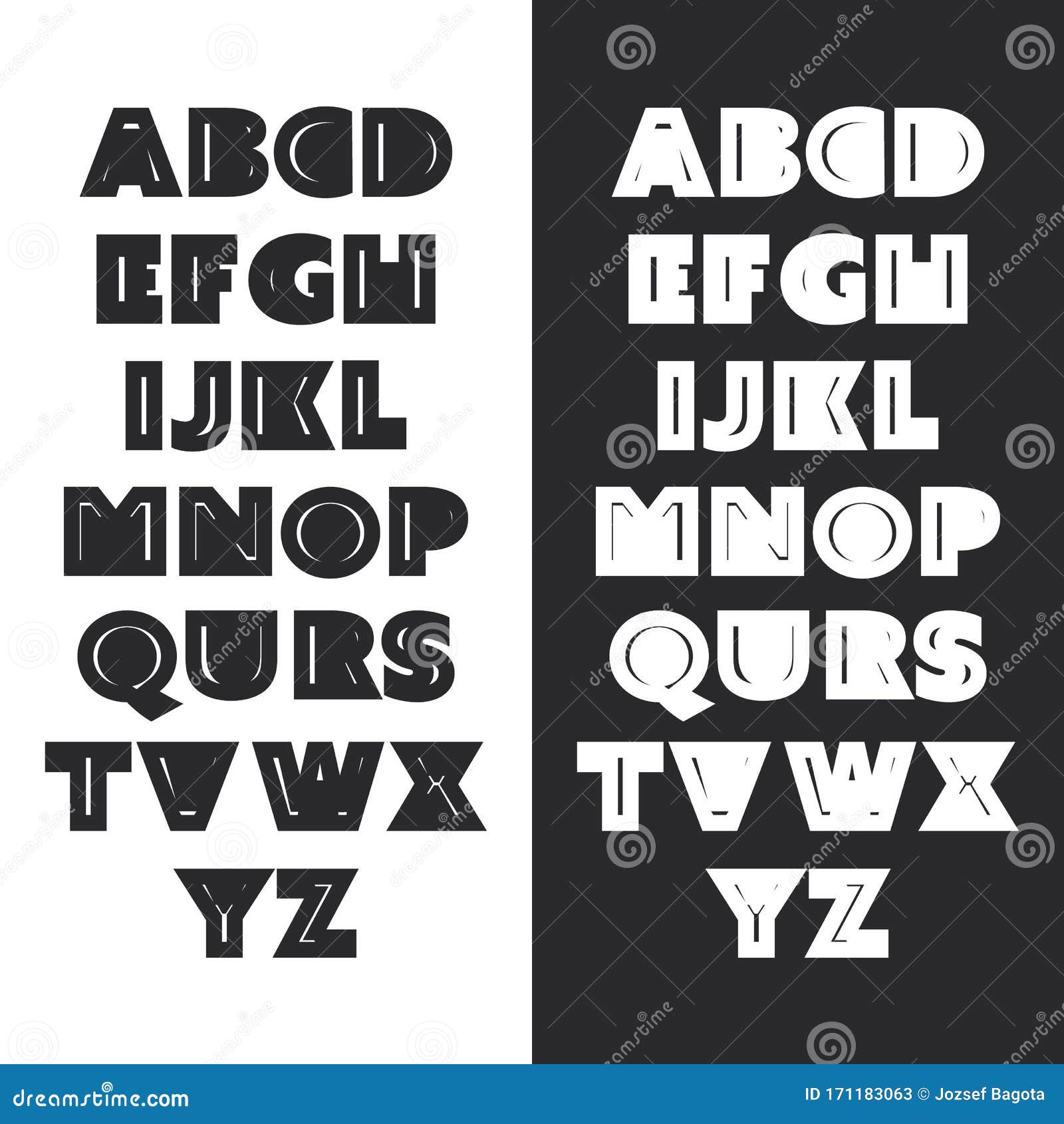 Modern Black and White Bold Font Set Stock Vector - Illustration of ...