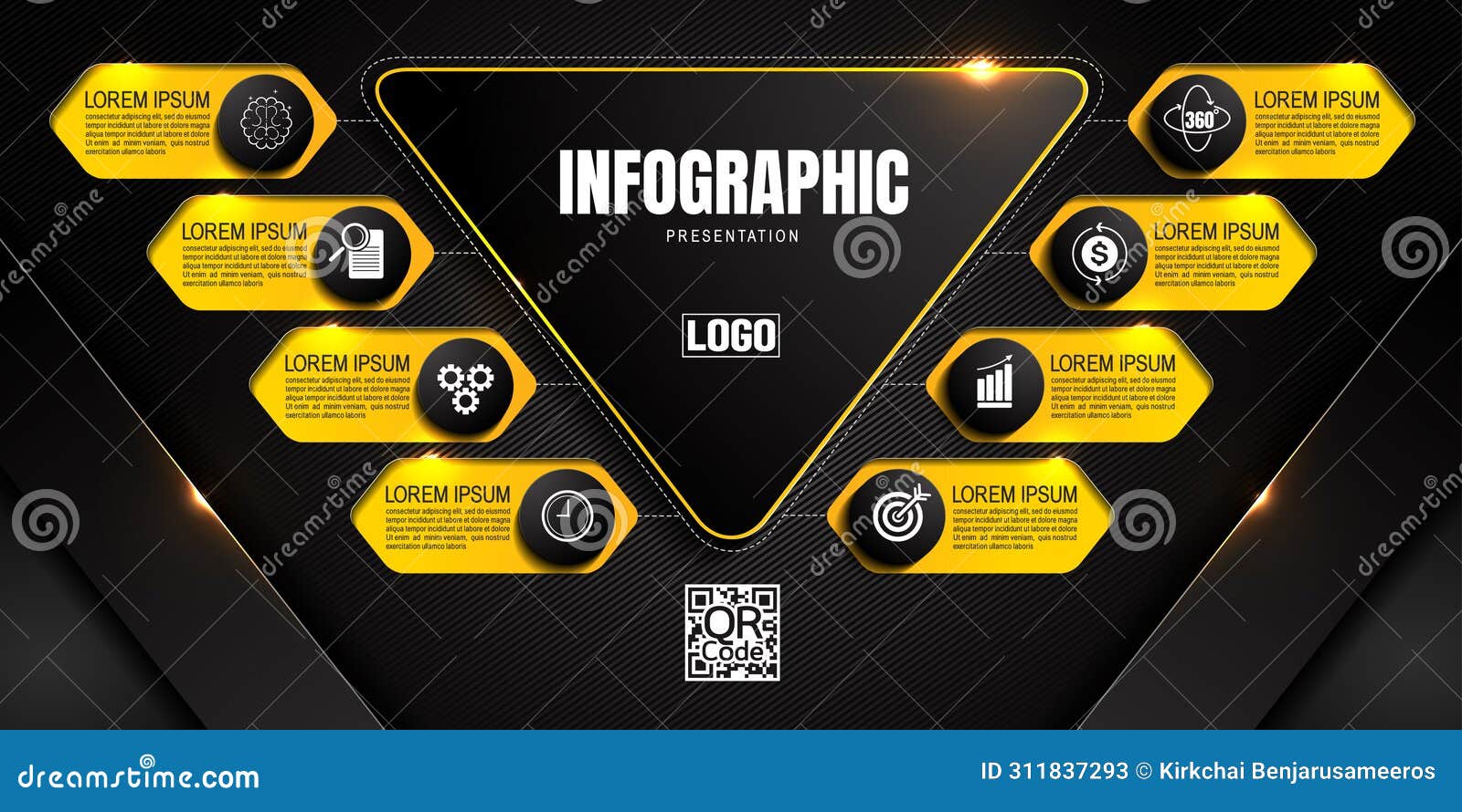 Modern Black and Yellow Infographic Templates 21 Stock Vector ...
