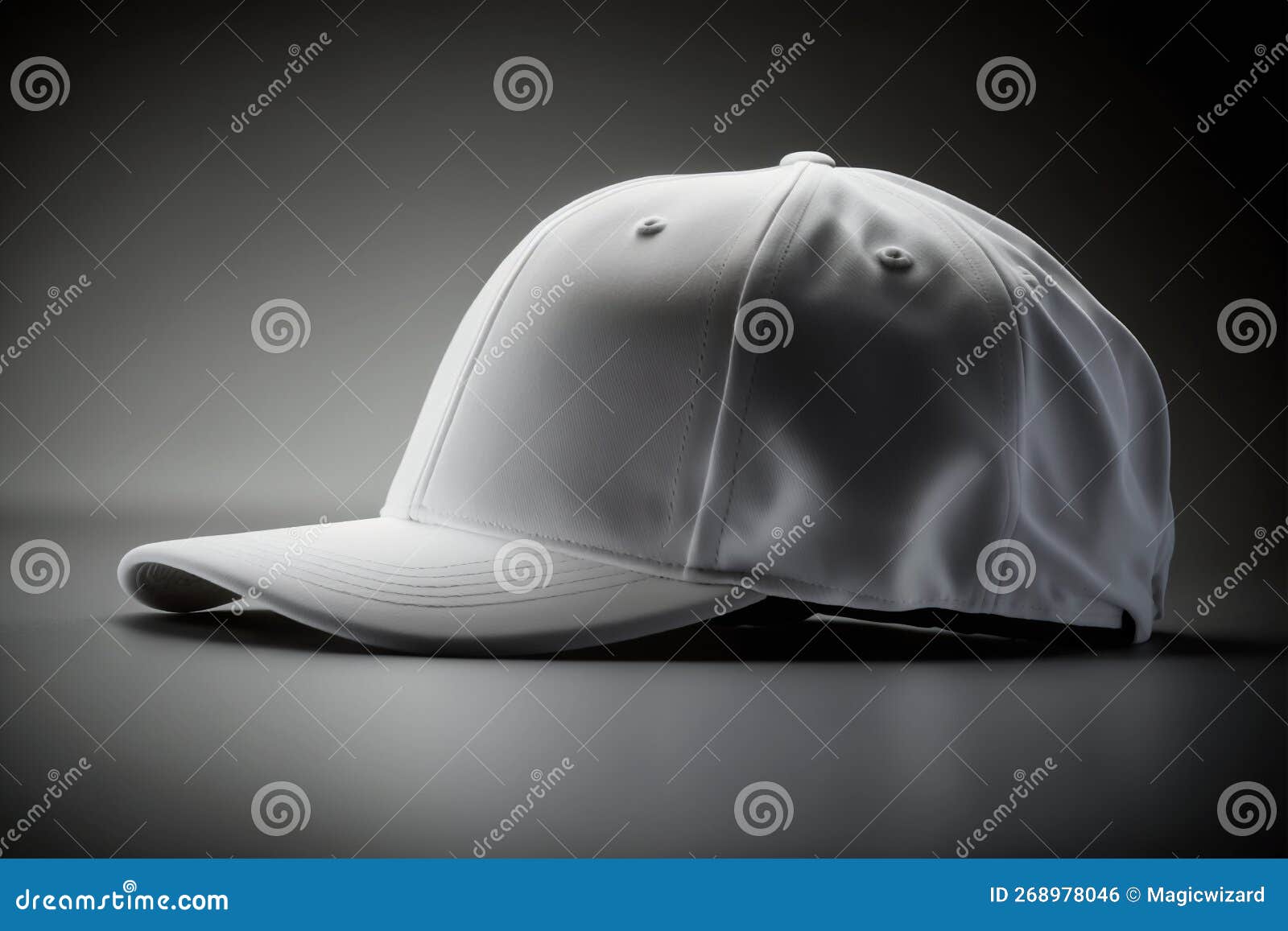 Blank White Baseball Cap on Dark Background Stock Illustration ...