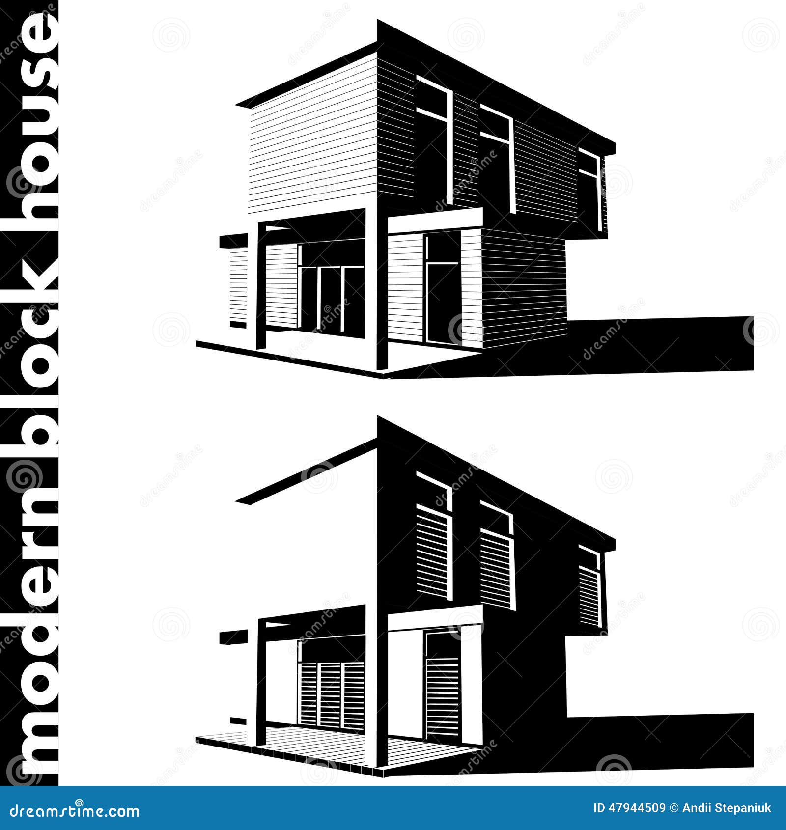 Modern block house stock vector. Illustration of silhouette - 47944509