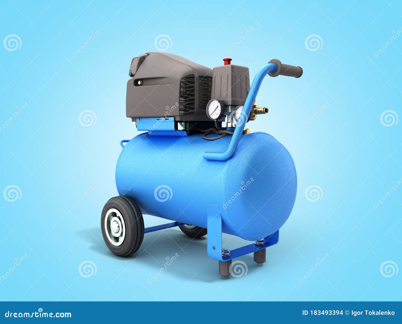 Modern Blue Air Compressor 3d Render on Blue Gradient Background Stock ...