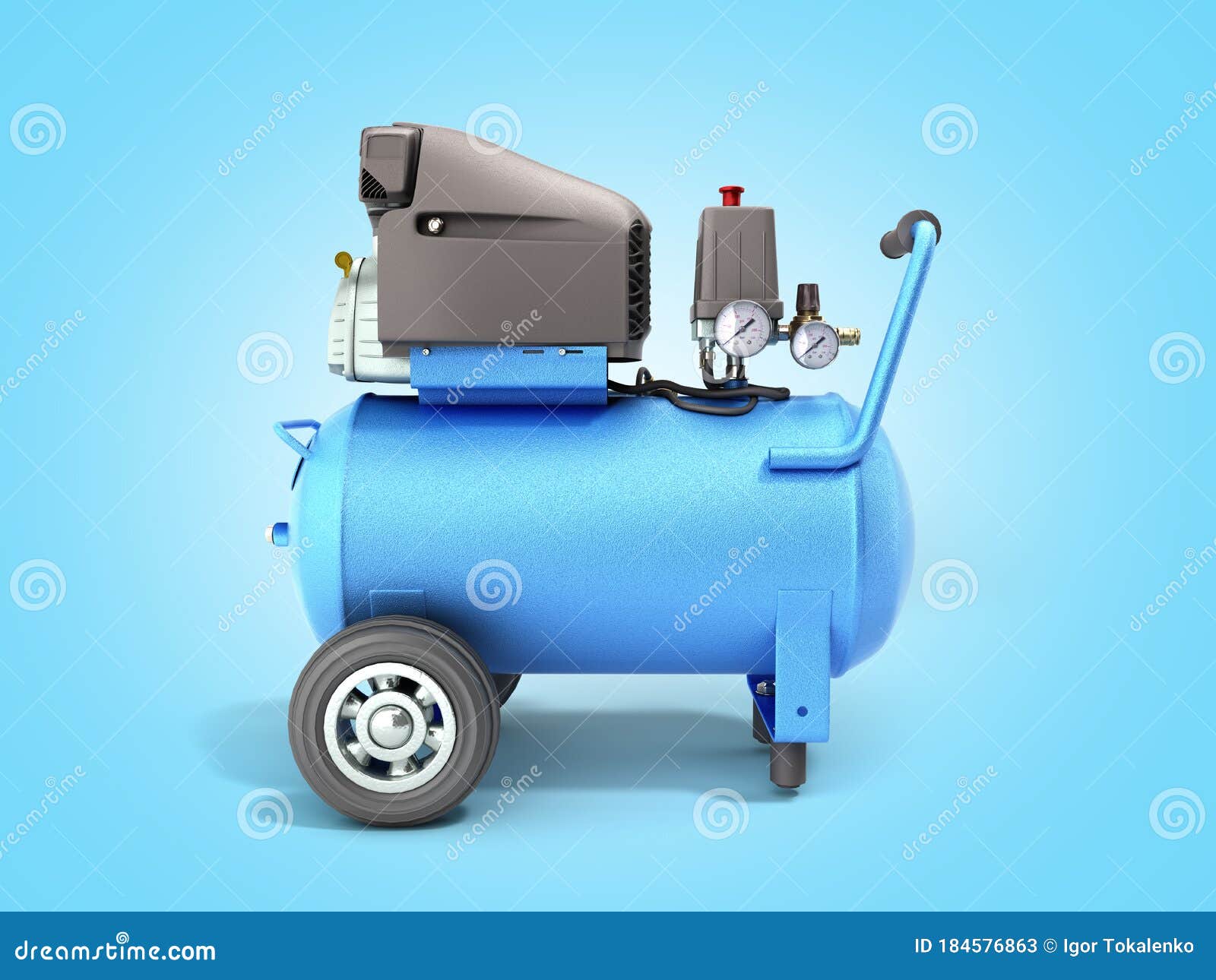 Modern Blue Air Compressor 3d Render on Blue Gradient Background Stock ...