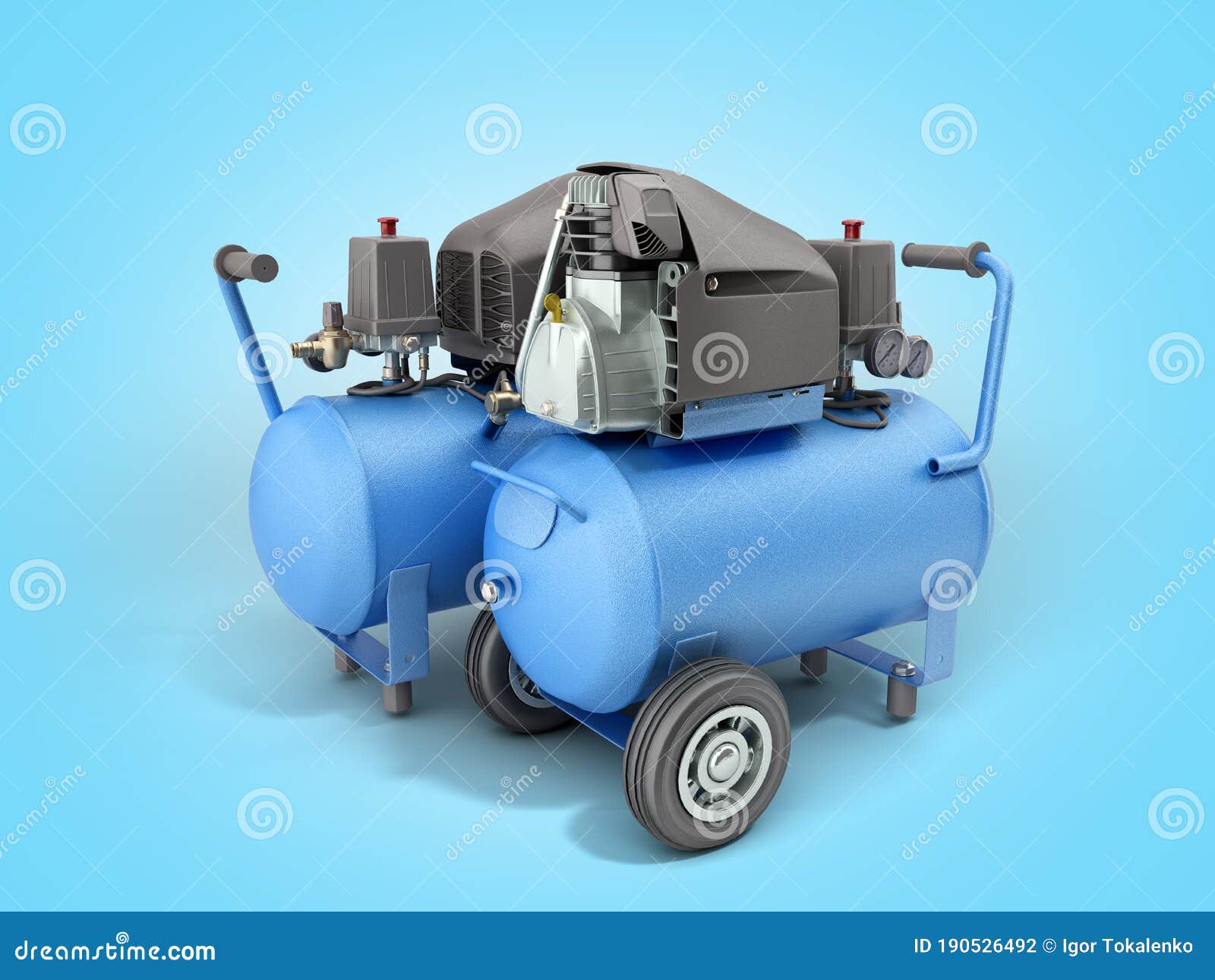 Modern Blue Air Compressor 3d Render on Blue Gradient Background Stock ...