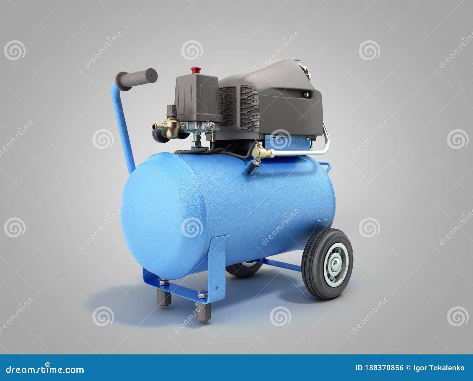 Modern Blue Air Compressor 3d Render on Grey Gradient Background Stock ...