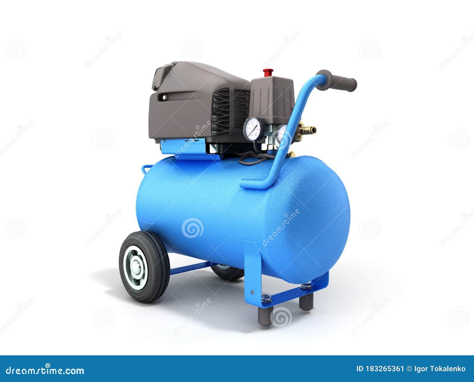 Modern Blue Air Compressor 3d Render on White Background Stock ...