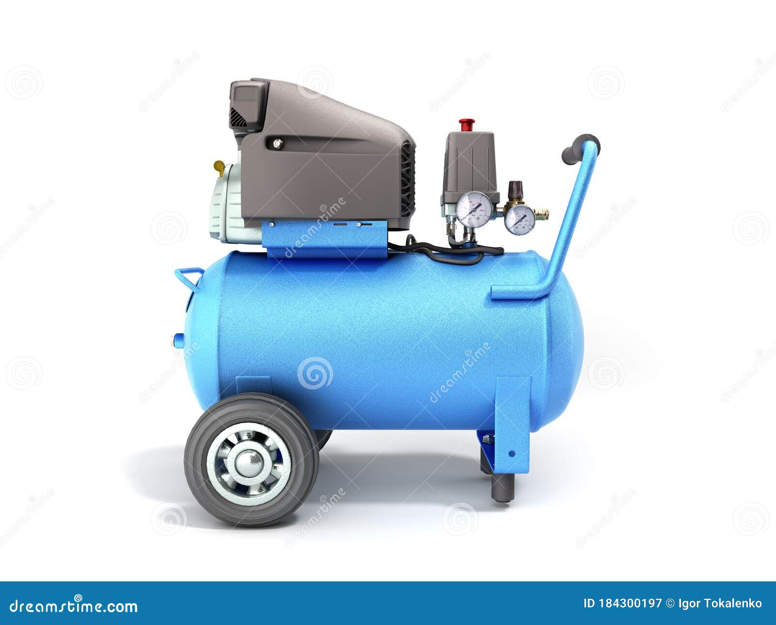 Modern Blue Air Compressor 3d Render on White Background Stock ...