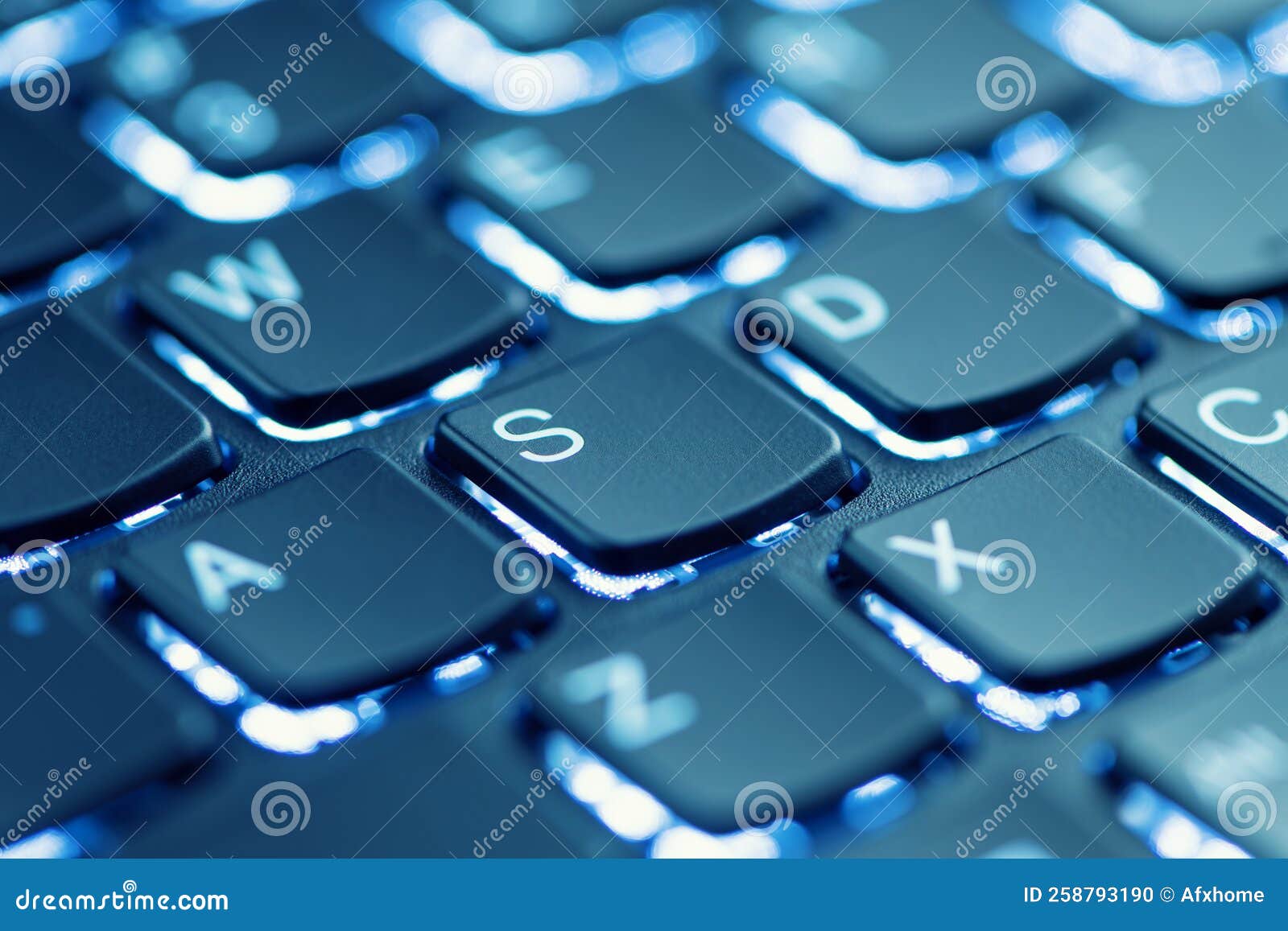 Modern Blue Backlit Keyboard Laptop, Concept Computer Background. Stock ...