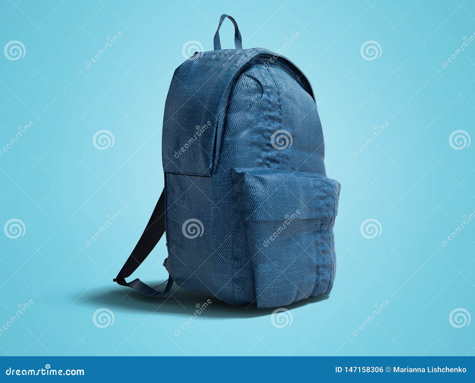Modern Blue Backpack with Cloth for Teenager 3d Render on Blue ...