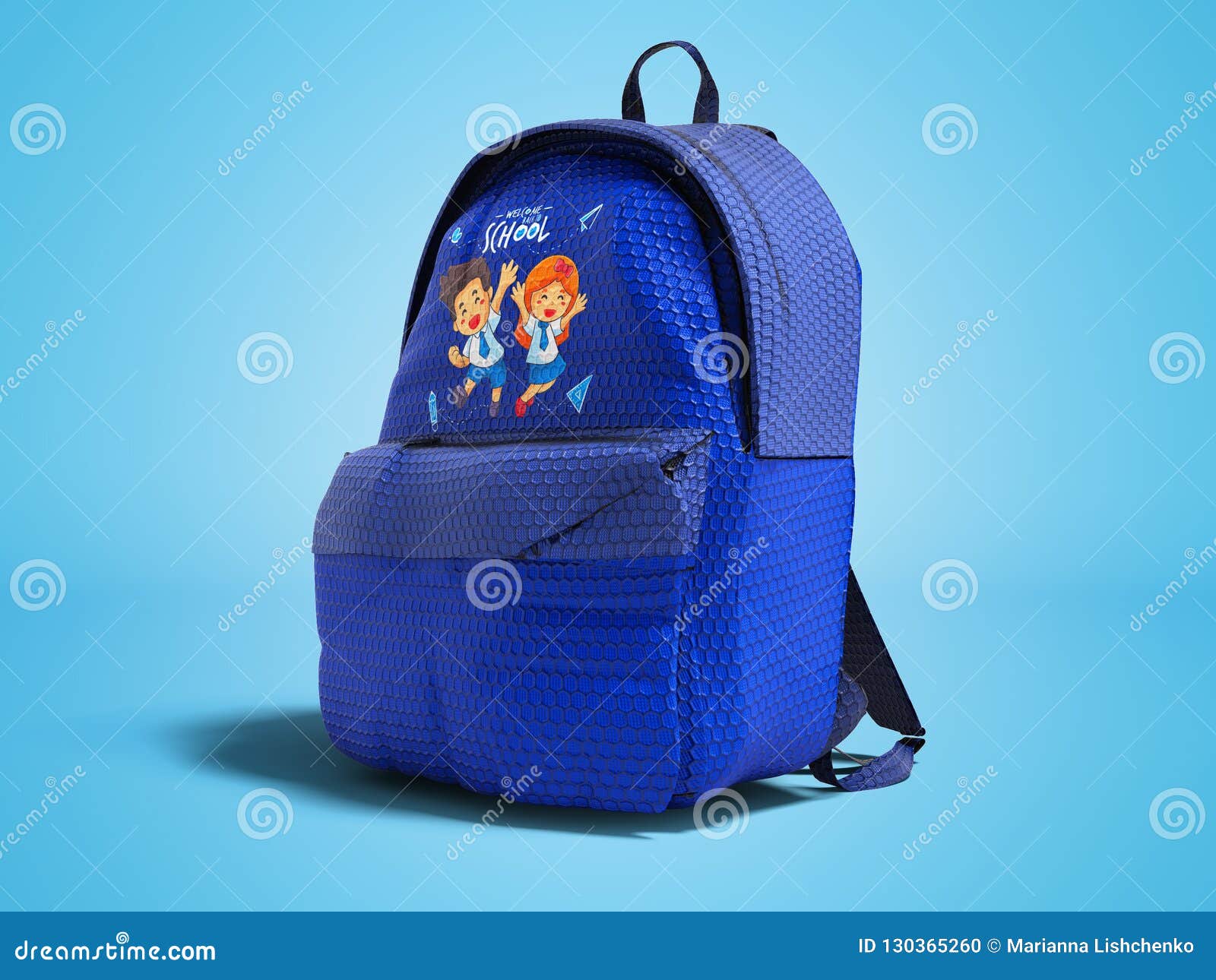 Modern Blue Backpack in School for Teenager with the Image of Th Stock ...