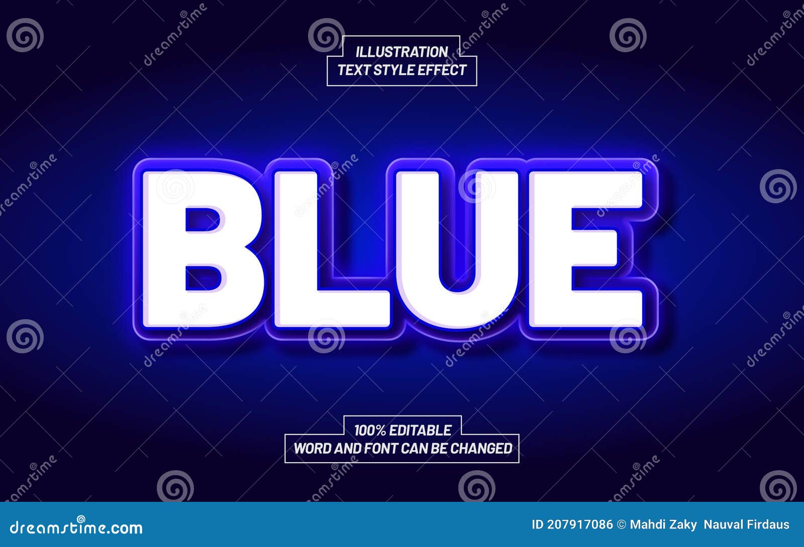 Modern Blue Bold Text Style Effect Stock Vector - Illustration of bold ...