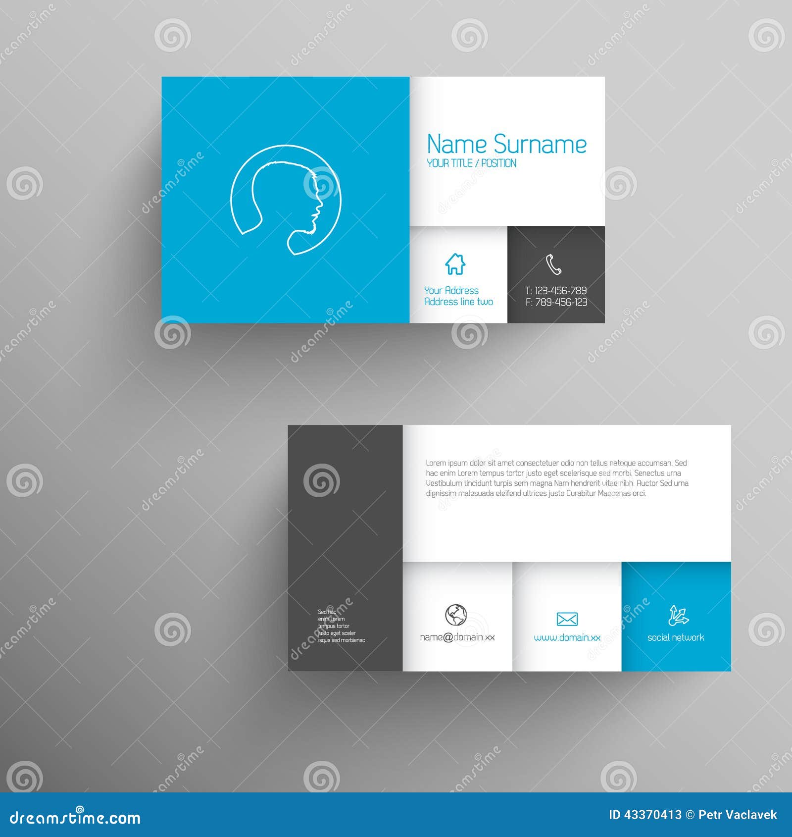 Modern Blue Business Card Template Stock Illustration - Illustration of ...