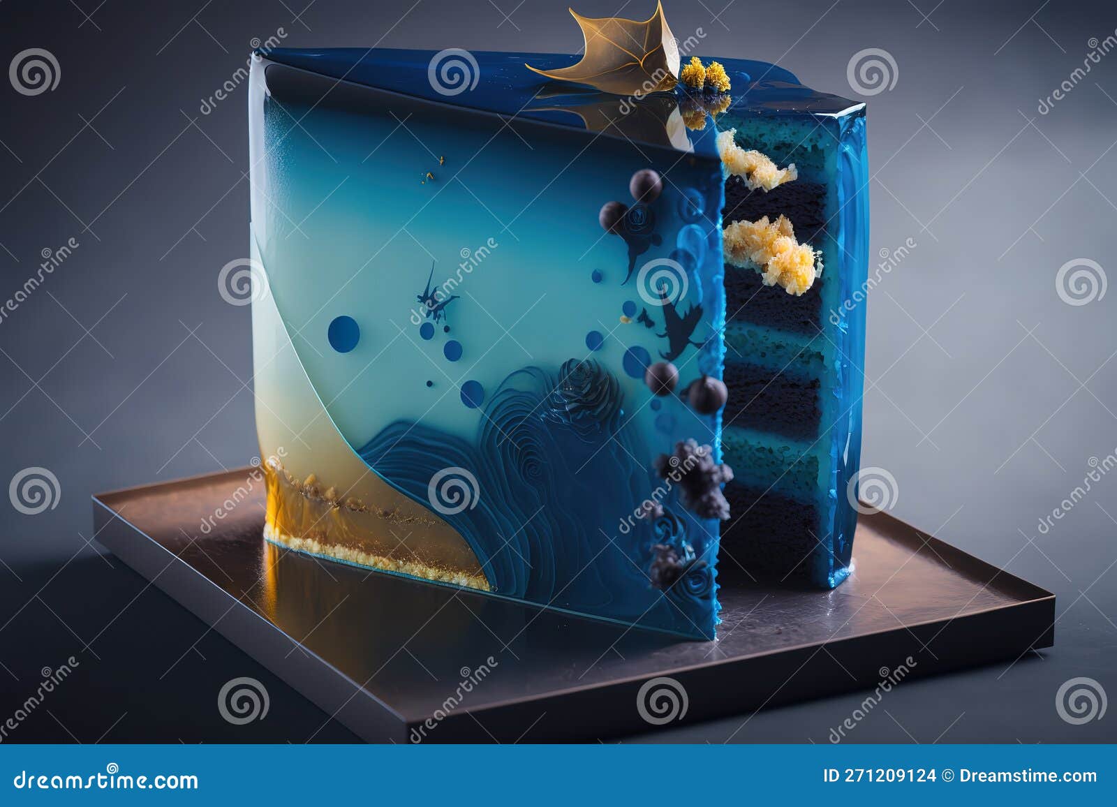 Modern Blue Cake with Chocolate Velor and Isomalt Decor, AI Generated ...