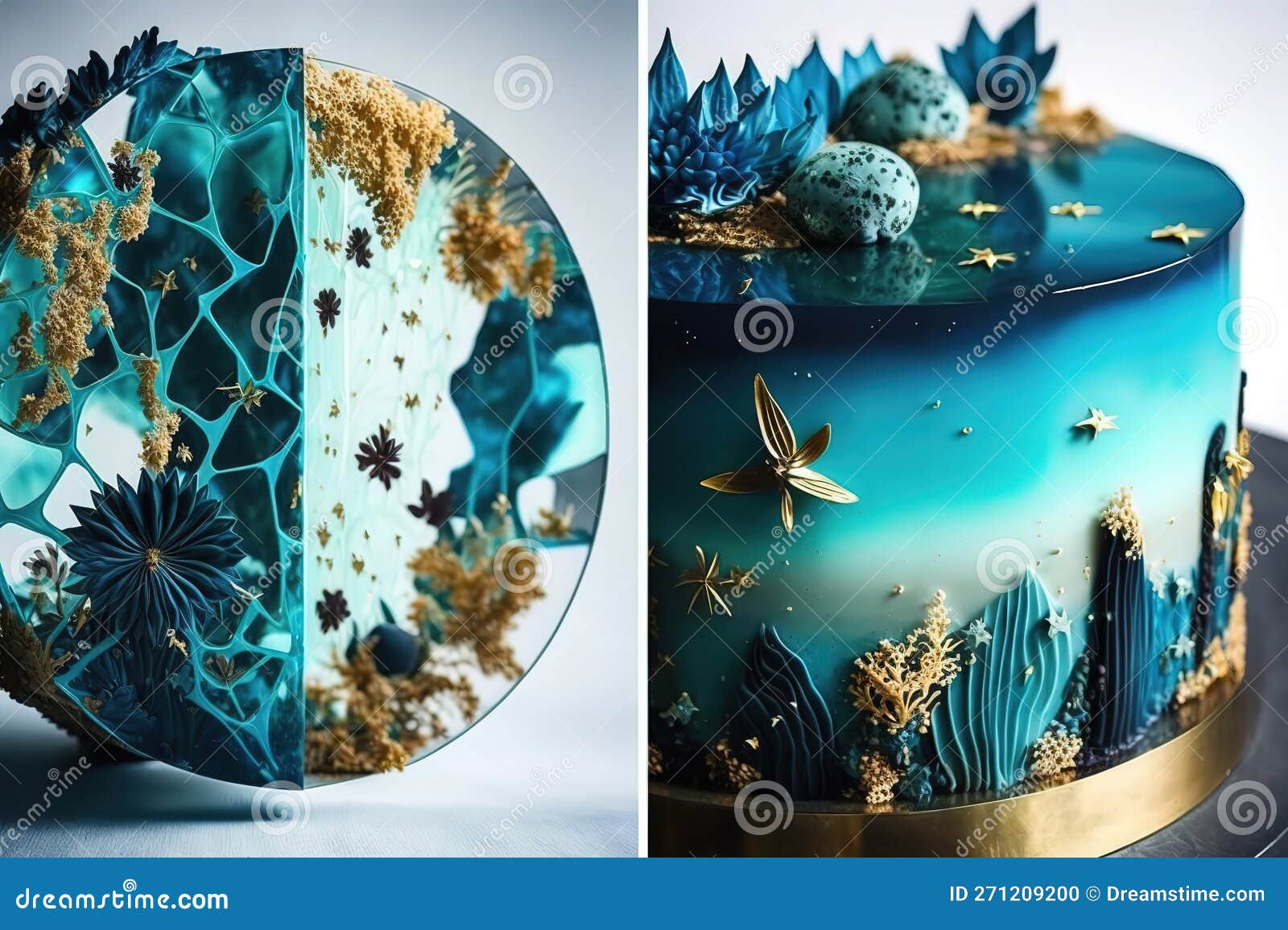 Modern Blue Cake with Chocolate Velor and Isomalt Decor, AI Generated ...