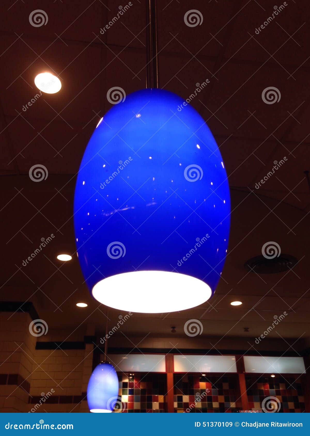Modern blue ceiling light stock image. Image of room - 51370109