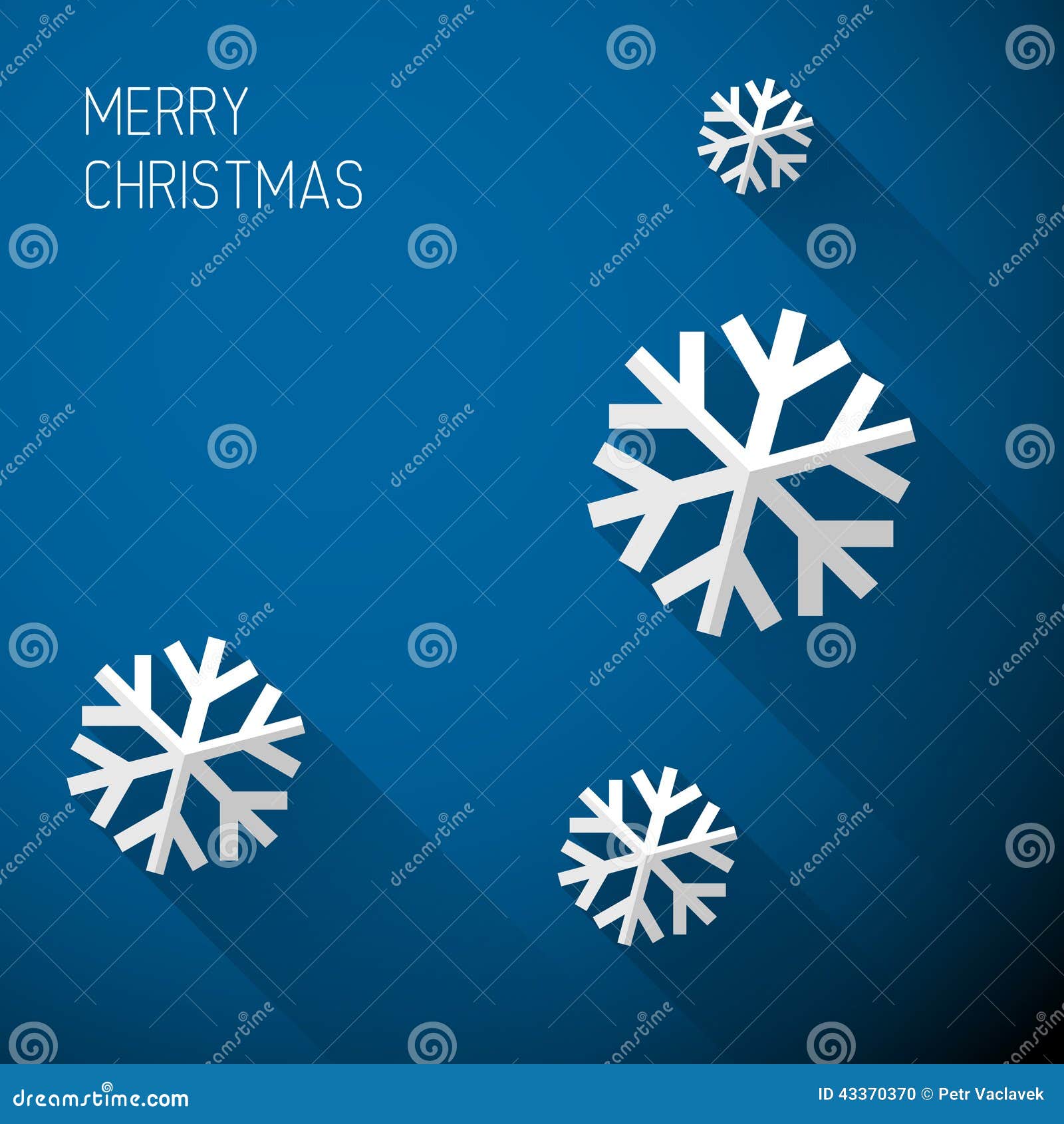 Modern Blue Christmas Card with Flat Design Stock Vector - Illustration ...