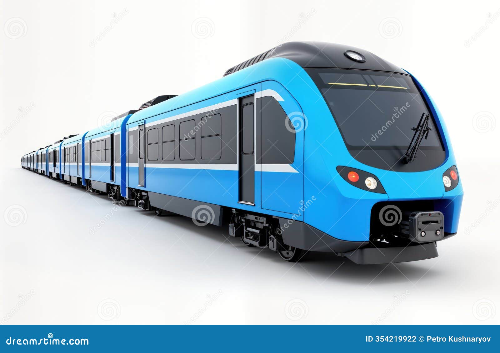 Modern Blue Commuter Train Shown on Transparent Background. Commuter ...