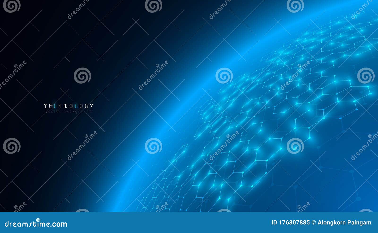 Modern Blue Cyberspace Global Abstract Hexagon Net Technology ...