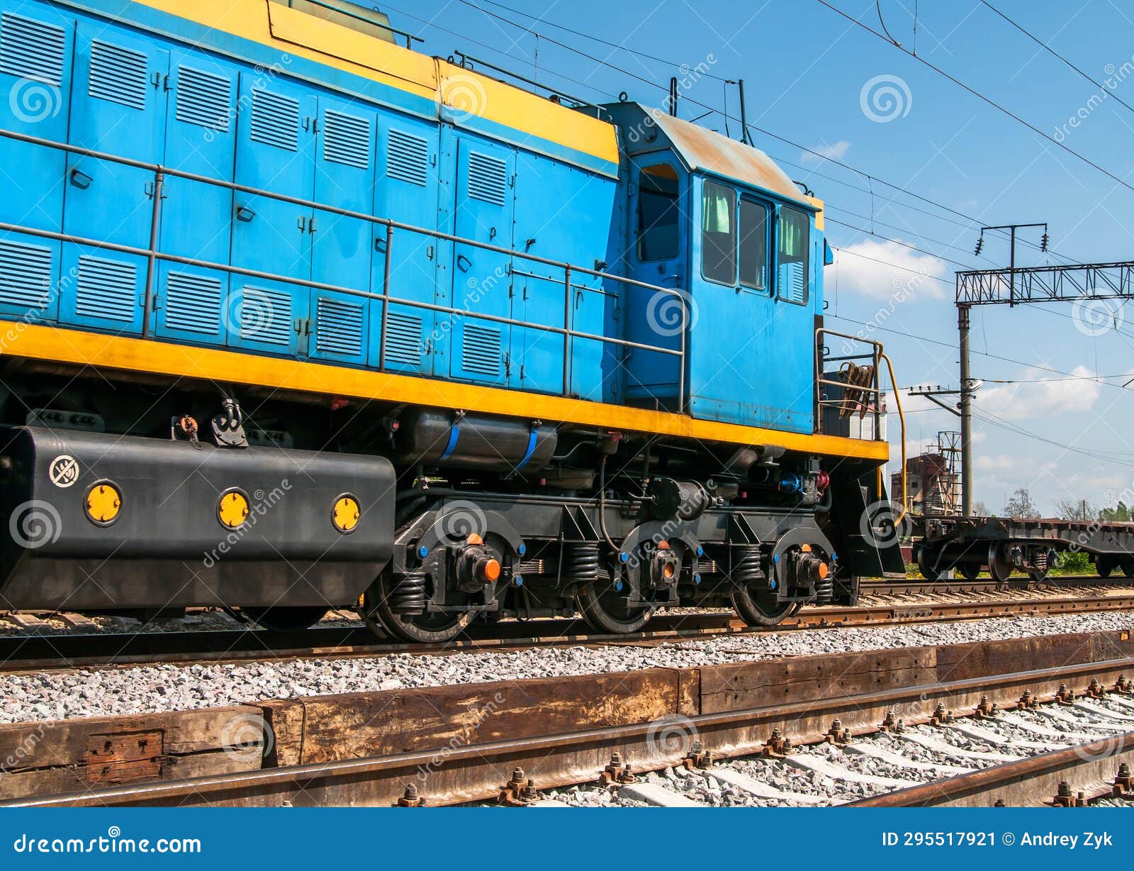 A Modern Blue Diesel Locomotive Stock Image - Image of industry, white ...