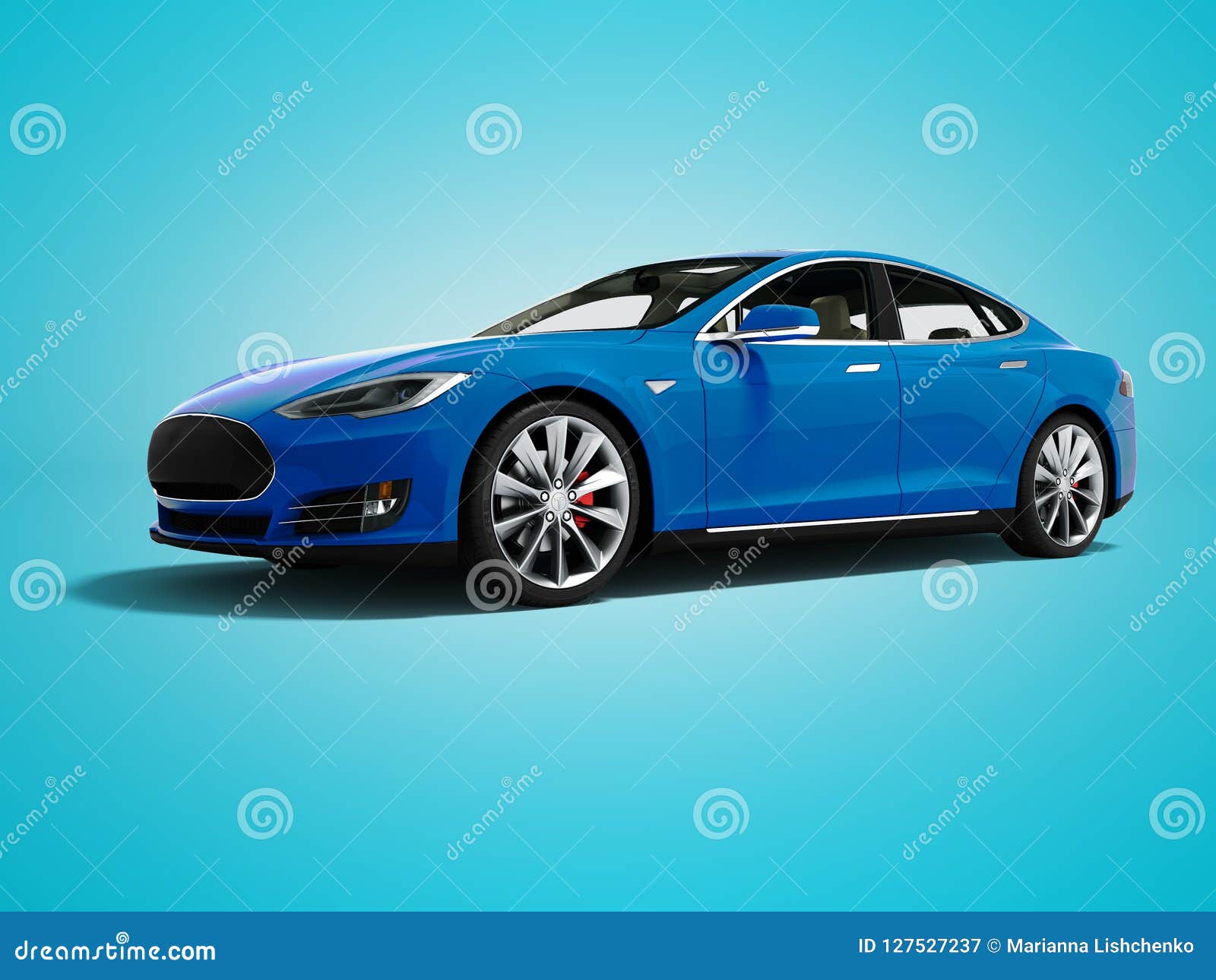Modern Blue Electric Car for Travel Isolated 3d Render on Blue B Stock ...