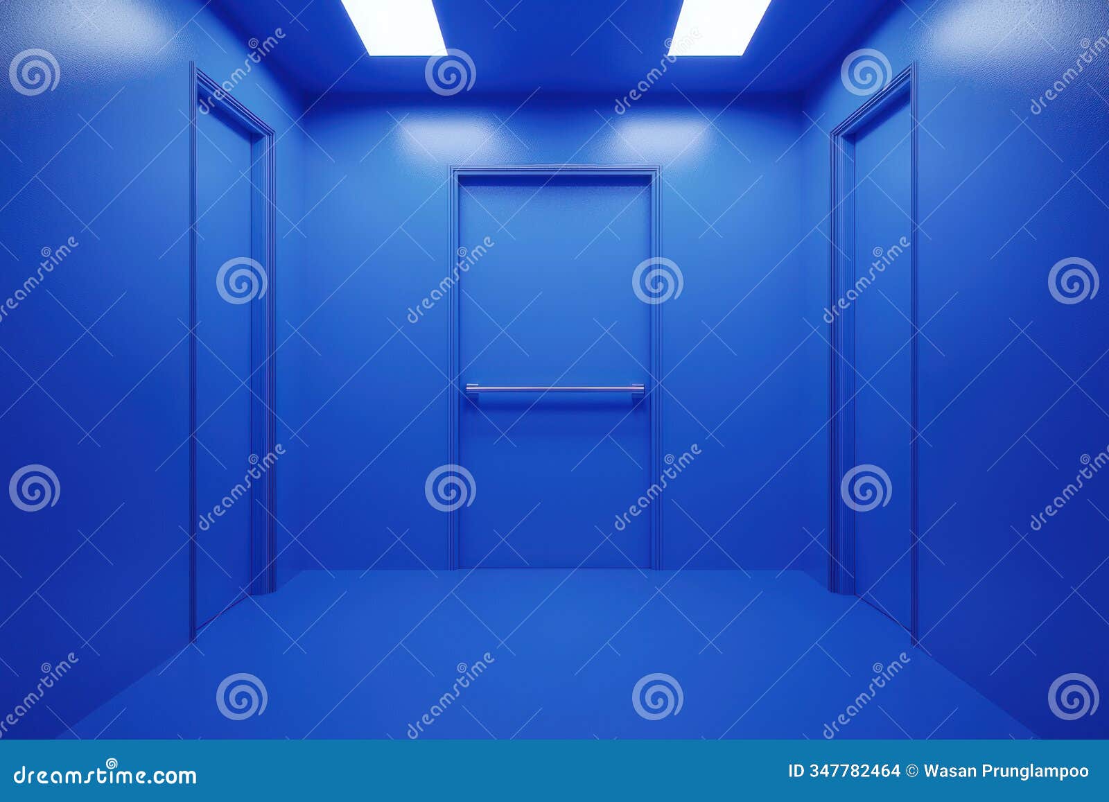 Modern Blue Elevator Interior Showcasing Minimalist Design Stock ...