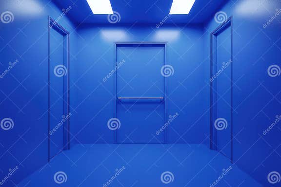 Modern Blue Elevator Interior Showcasing Minimalist Design Stock ...