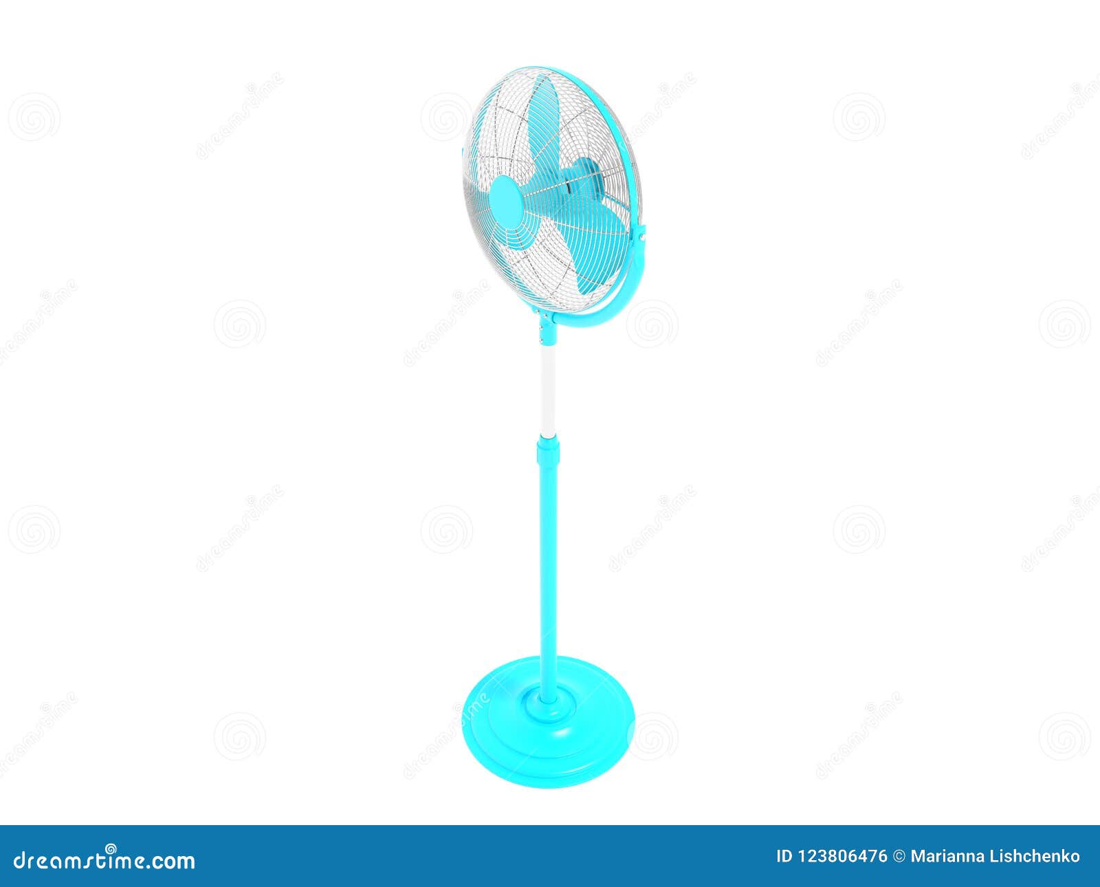 Modern Blue Fan on the Leg for Cooling Small Offices Top View 3d Render ...
