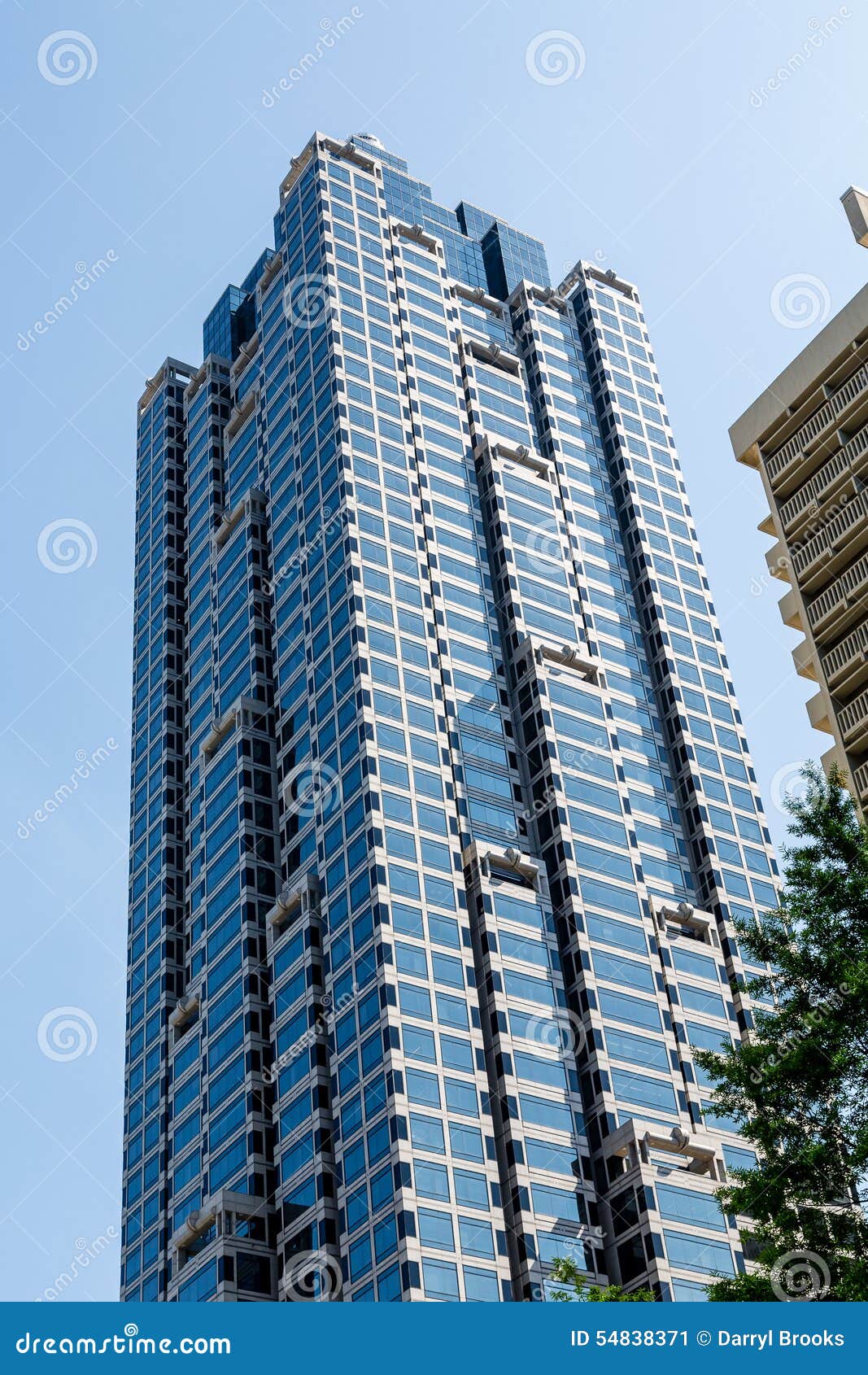 Modern Blue Glass Office Tower Stock Image - Image of construction ...