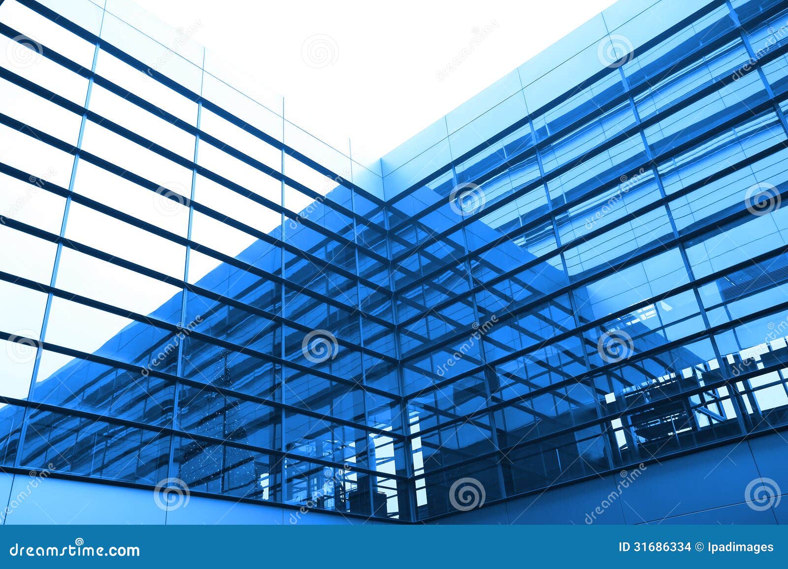 Modern Blue Glass Wall of Office Building Stock Photo - Image of city ...