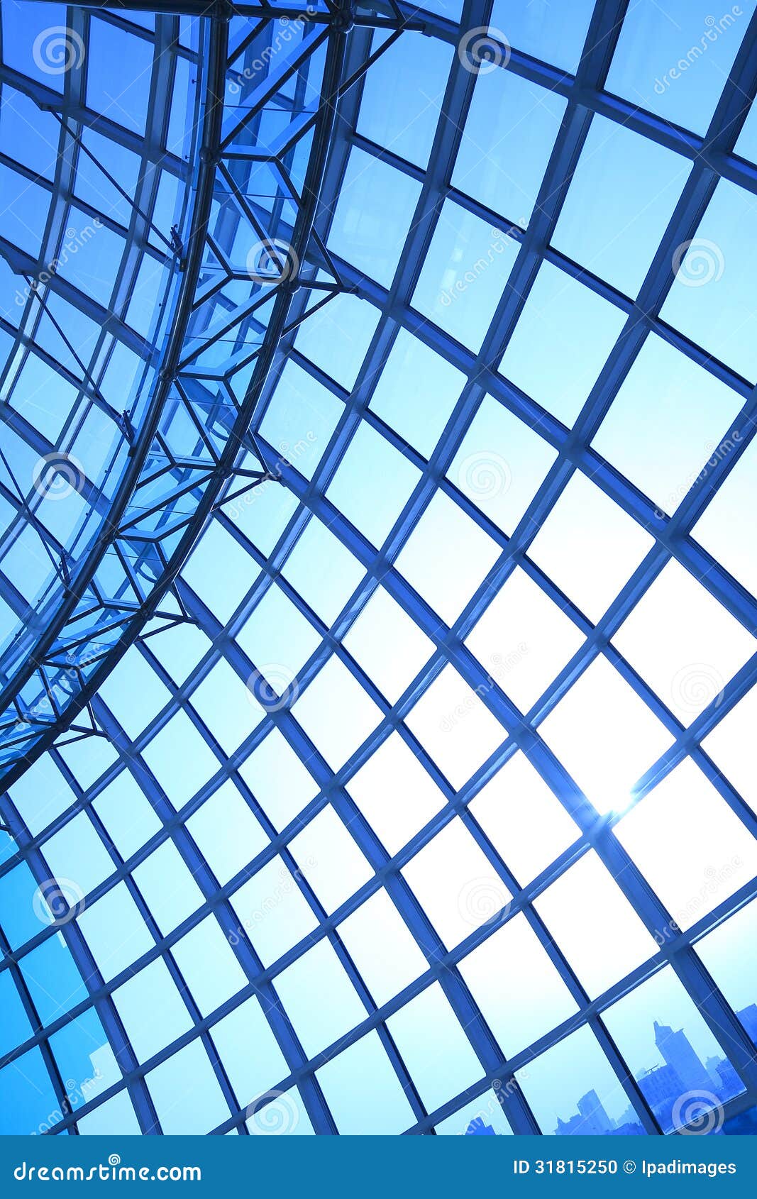 Modern Blue Glass Wall of Office Building Stock Photo - Image of ...