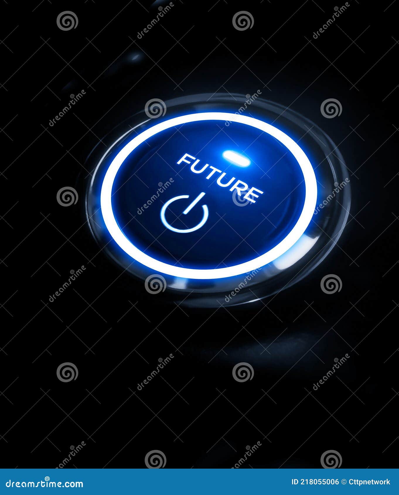 Modern Blue Glowing Future Button Abstract Concept. Neon Light Stock ...