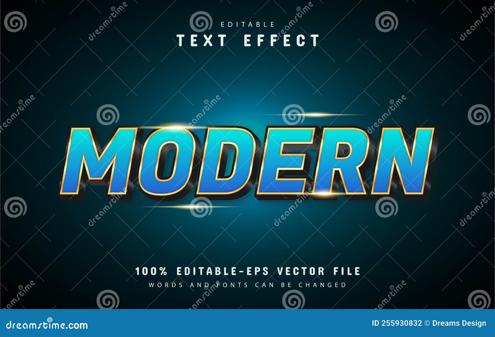 Modern Blue Gold Text Effect Stock Vector - Illustration of decoration ...