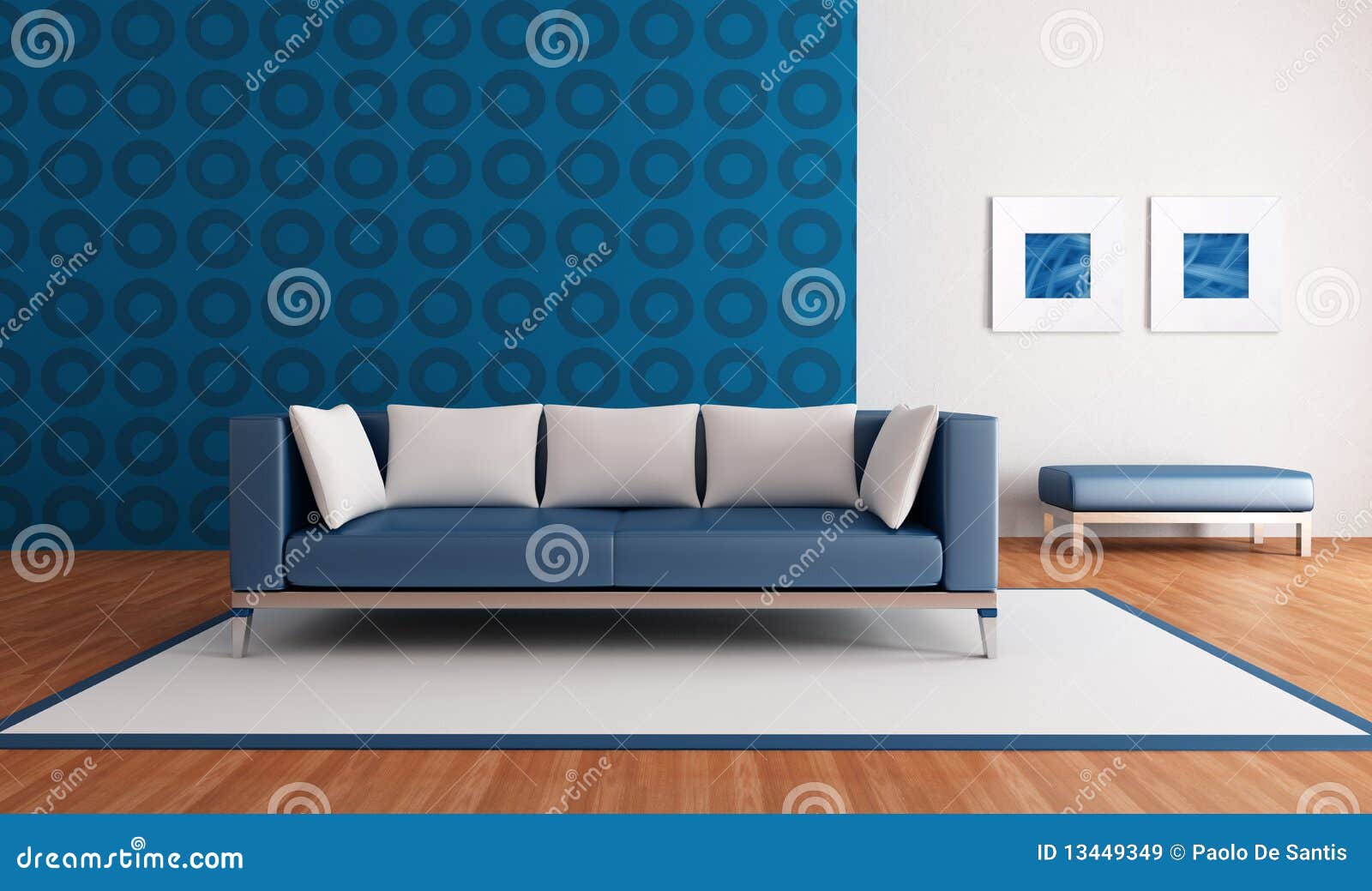 Modern blue lounge stock illustration. Illustration of sofa - 13449349