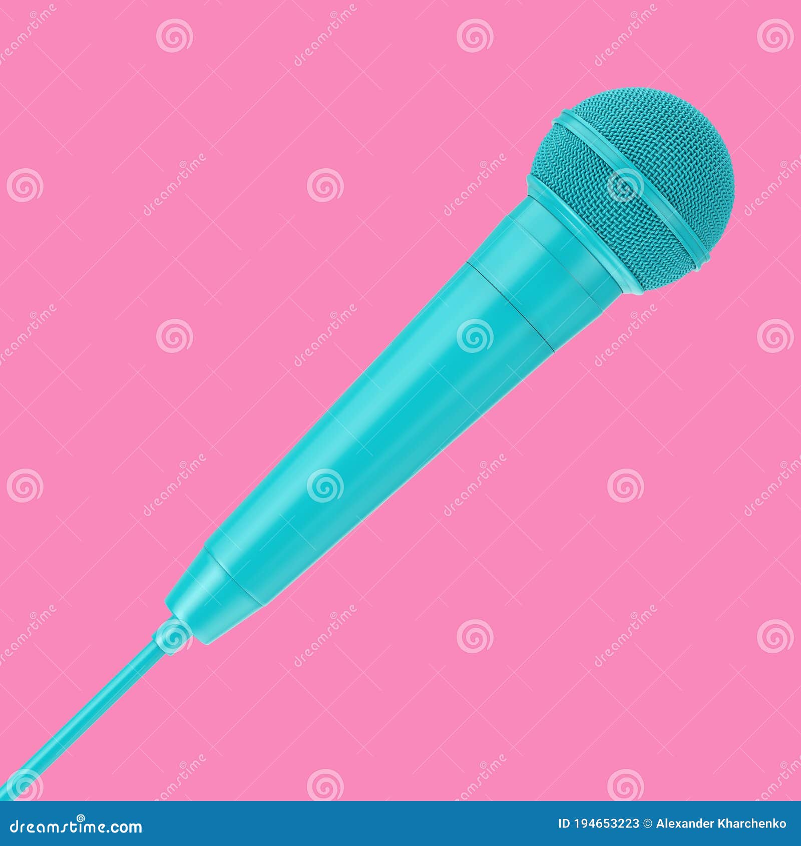 Modern Blue Microphone in Duotone Style. 3d Rendering Stock ...