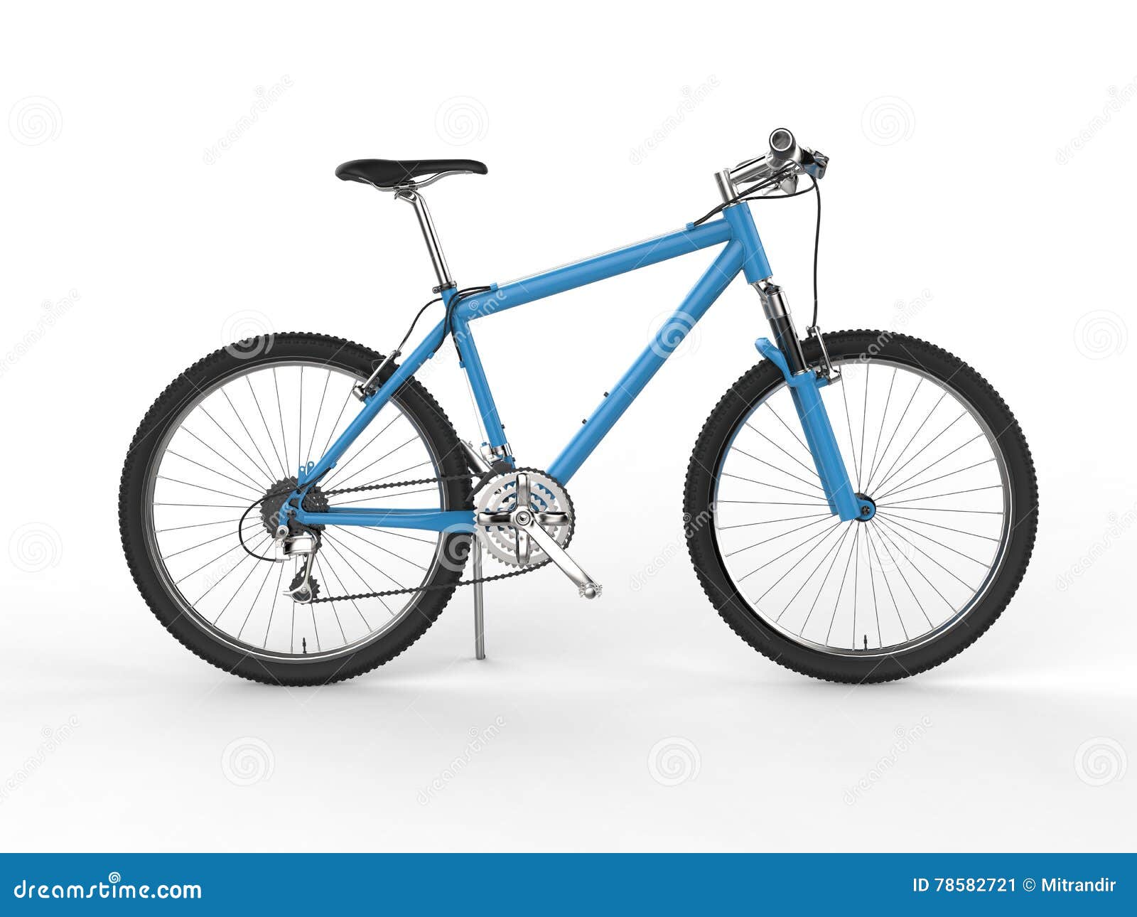 Modern Blue Mountain Bike - Side View Stock Image - Image of tire ...