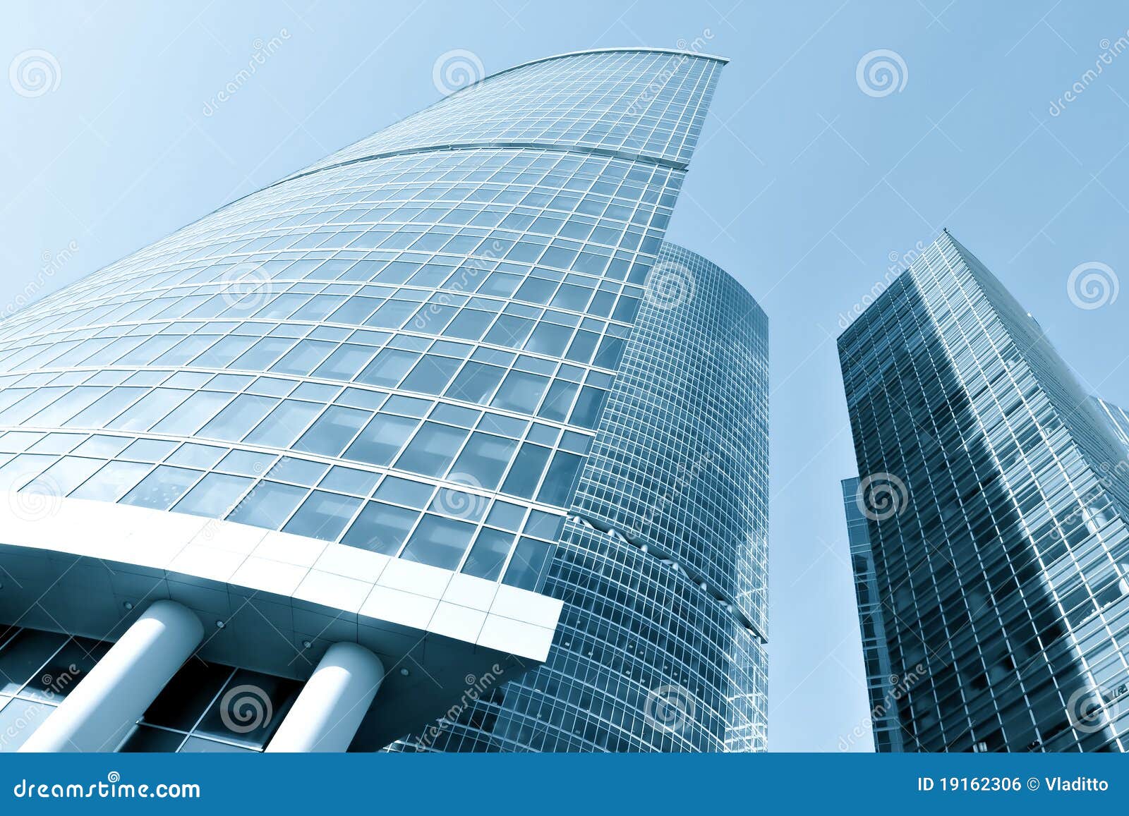 Modern Blue Office Building Stock Photo - Image of isolated, financial ...