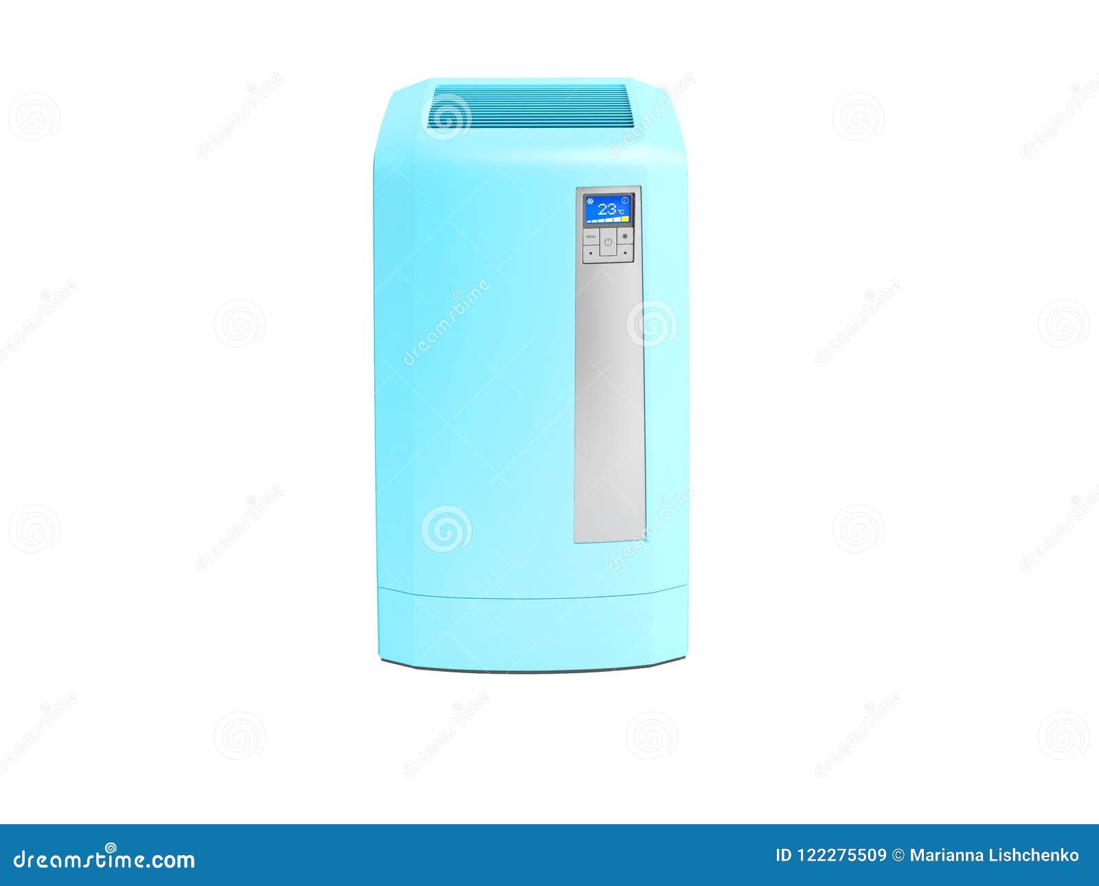 Modern Blue Outdoor Air Conditioner Portable Front View 3d Render on ...