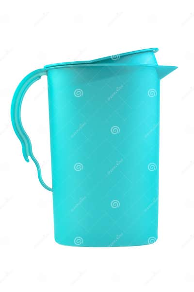 Modern Blue Plastic Pitcher Isolated on White Stock Photo - Image of ...
