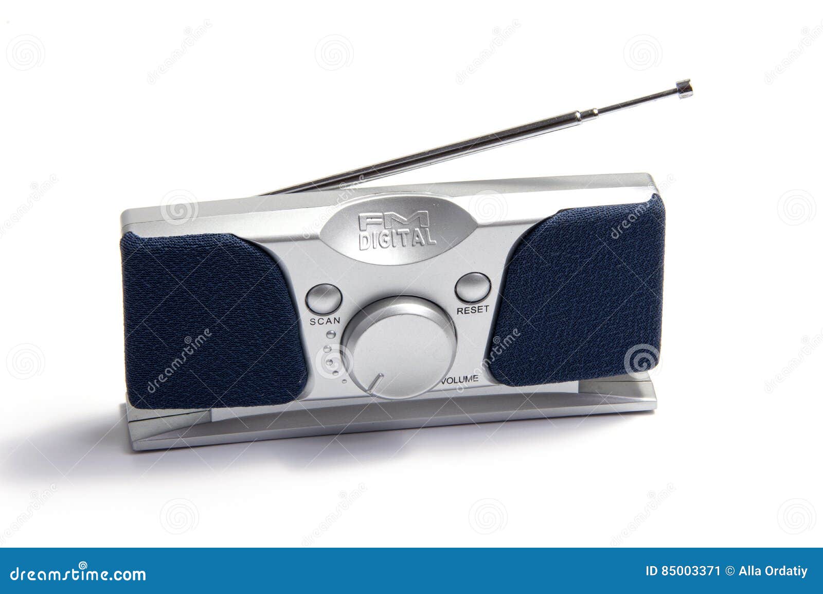 Modern blue radio on white stock image. Image of communication - 85003371