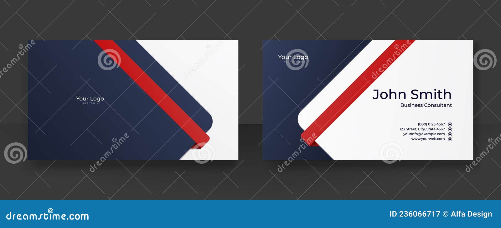 Modern Blue and Red Business Card Design Template Stock Vector ...