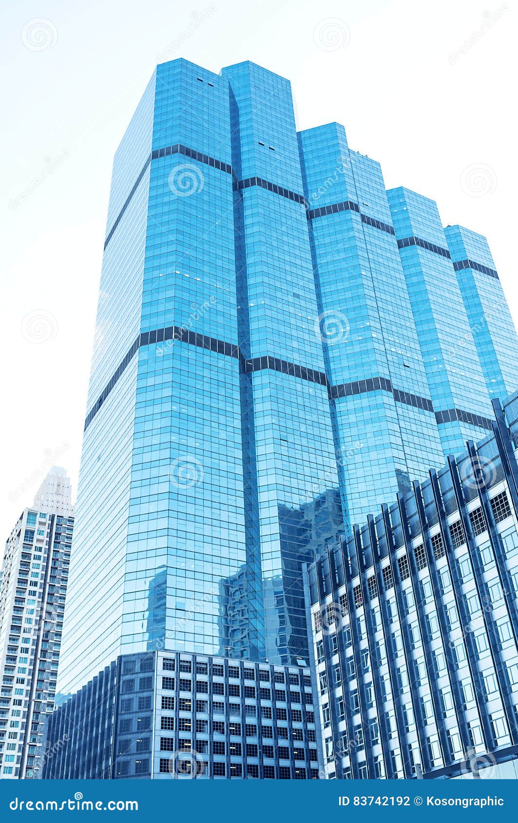 Modern Blue Reflective Office Buildings. Stock Photo - Image of bank ...