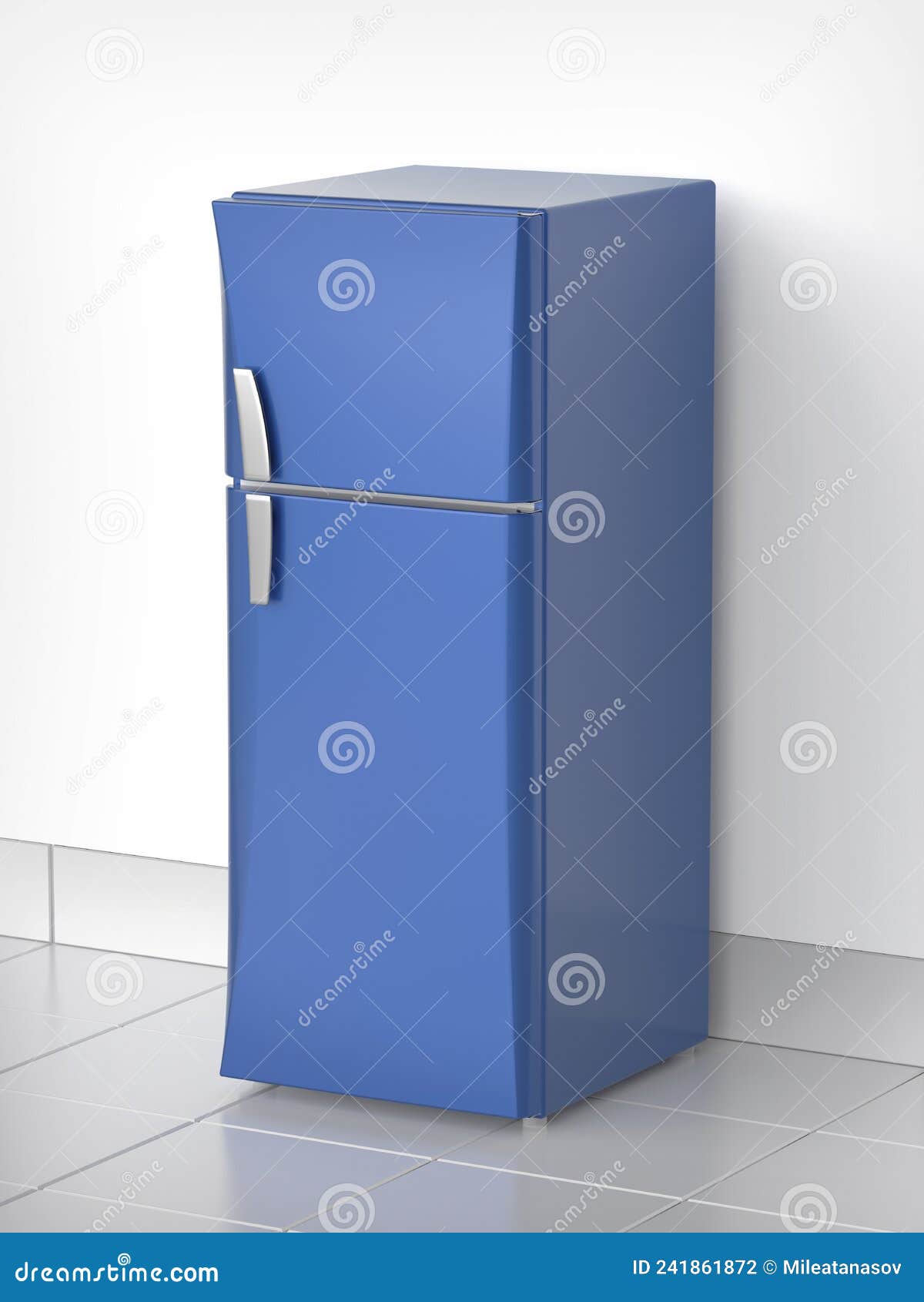 Modern blue refrigerator stock illustration. Illustration of fridge ...