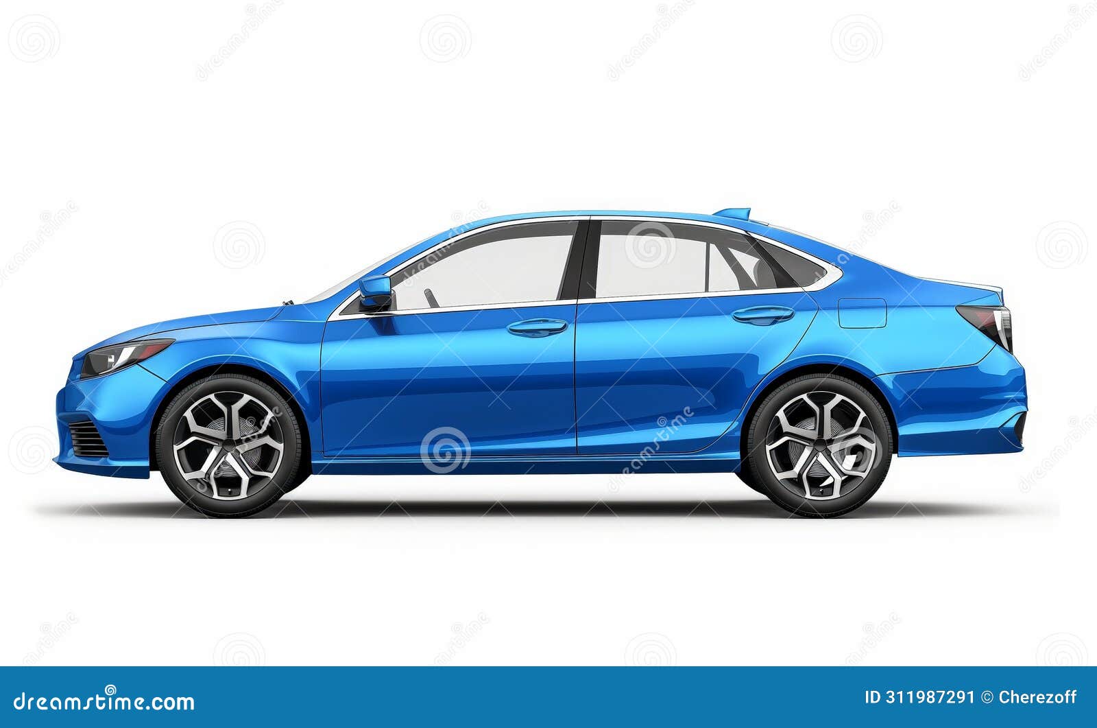 Modern Blue Sedan Side View Stock Image - Image of metal, side: 311987291
