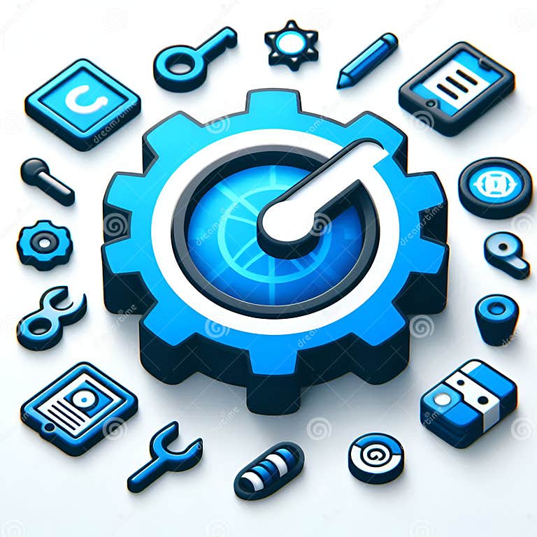 Modern Blue Settings Symbol for Web Design, Generative AI. Stock ...