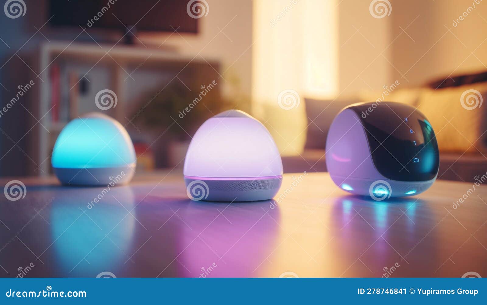 A Modern Blue Sphere Reflects Vibrant Colors in a Clean Space Generated ...