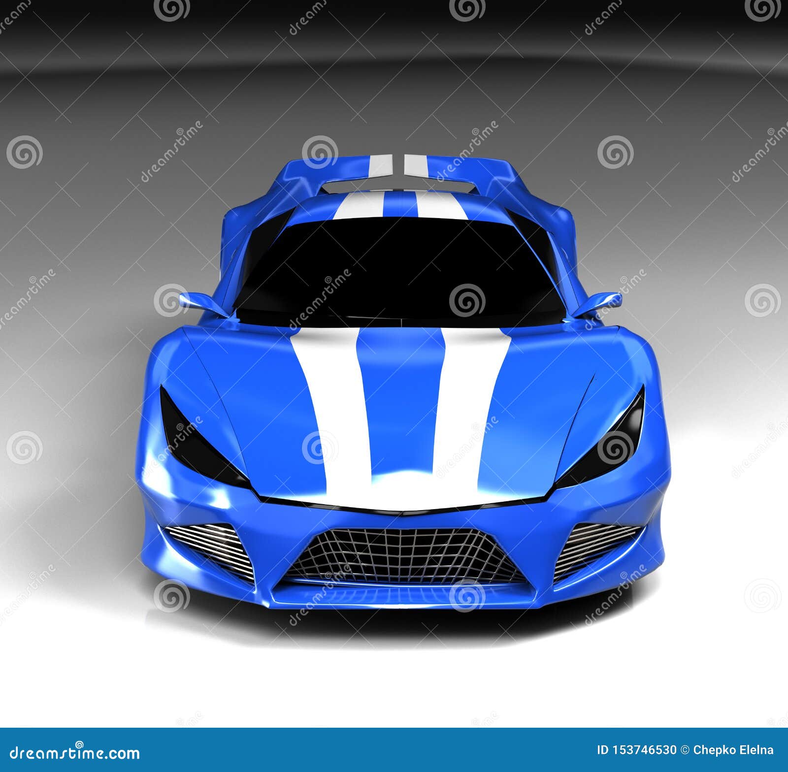 Modern Blue Sports Car ,3d ,render Stock Illustration - Illustration of ...