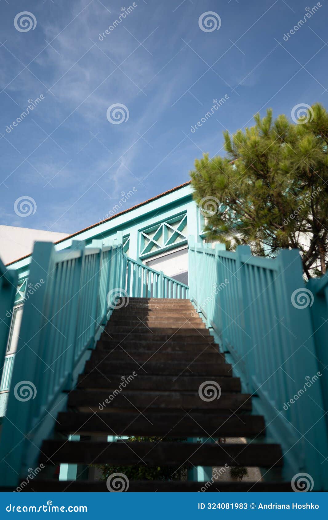 Modern Blue Stair Up To the Rooftop Stock Image - Image of movement ...