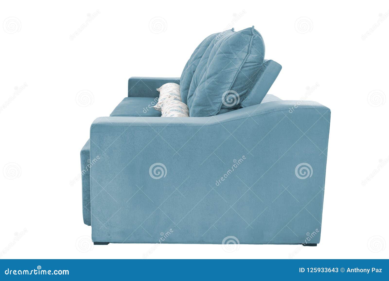 Modern Blue Suede Couch Sofa Isolated Stock Image - Image of four ...